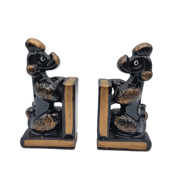 Unbranded | Accents | Vintage Pair Black Poodle Dog Porcelain Bookends ...